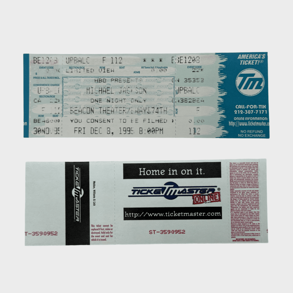 Michael Jackson HBO One Night Only Concert Ticket (Friday) – Michael ...