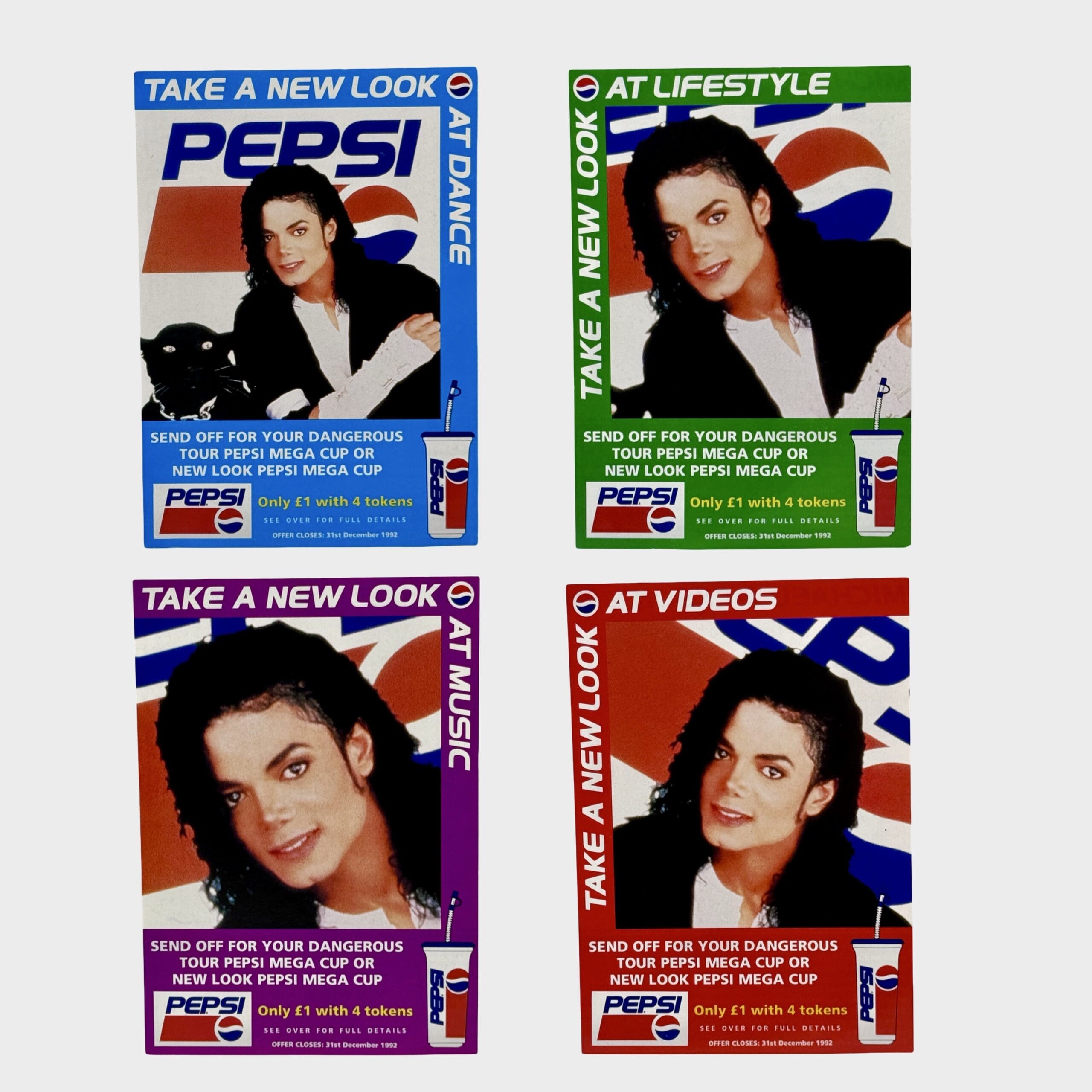 Michael Jackson Dangerous Set of 4 Pepsi Promo Flyers – Michael Jackson ...